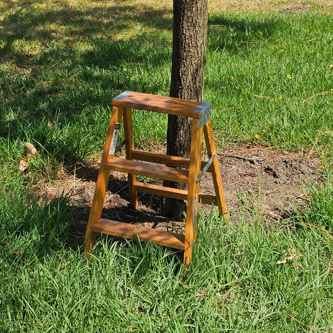 Werner Wooden 2 Foot Step Ladder Primitive Rustic Farmhouse USA Vintage ...