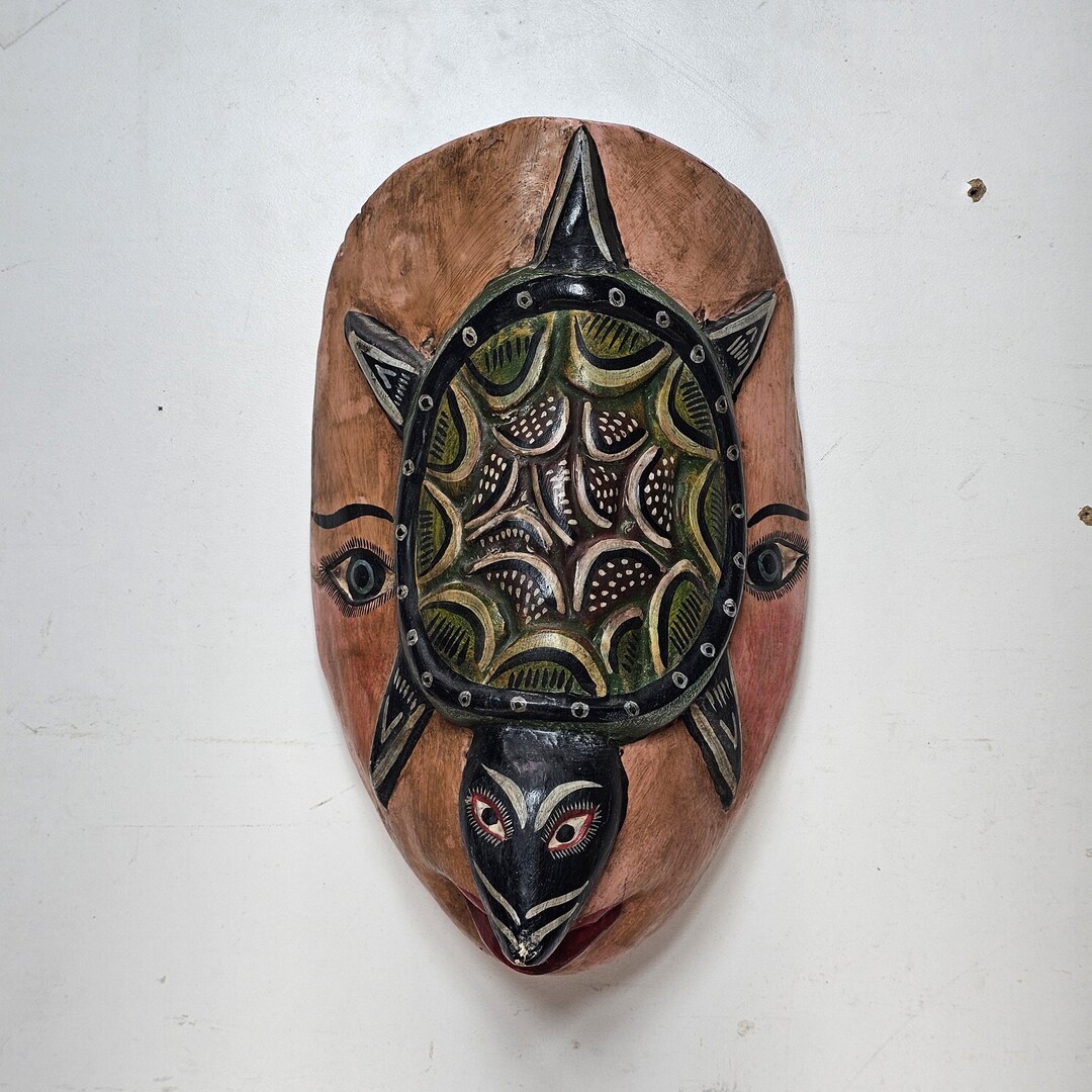 Mexican Guerrero Nahua Folk Art Wooden Mask With Turtle Design - Etsy