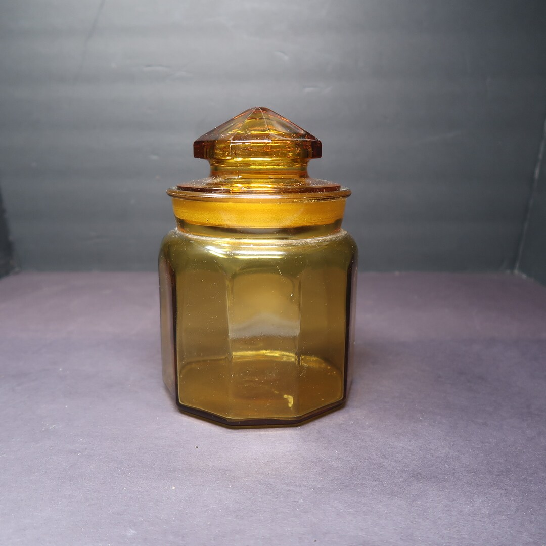 Vintage L.E. Smith Glass Co. Amber Glass Apothecary Canister Jar - Etsy
