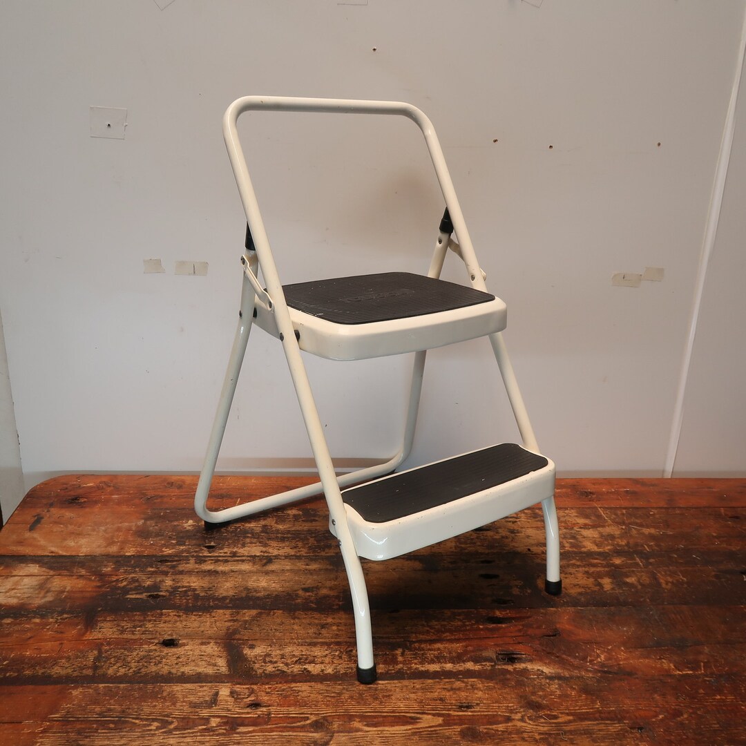 Vintage Cosco Folding 2 Step Stool White - Etsy
