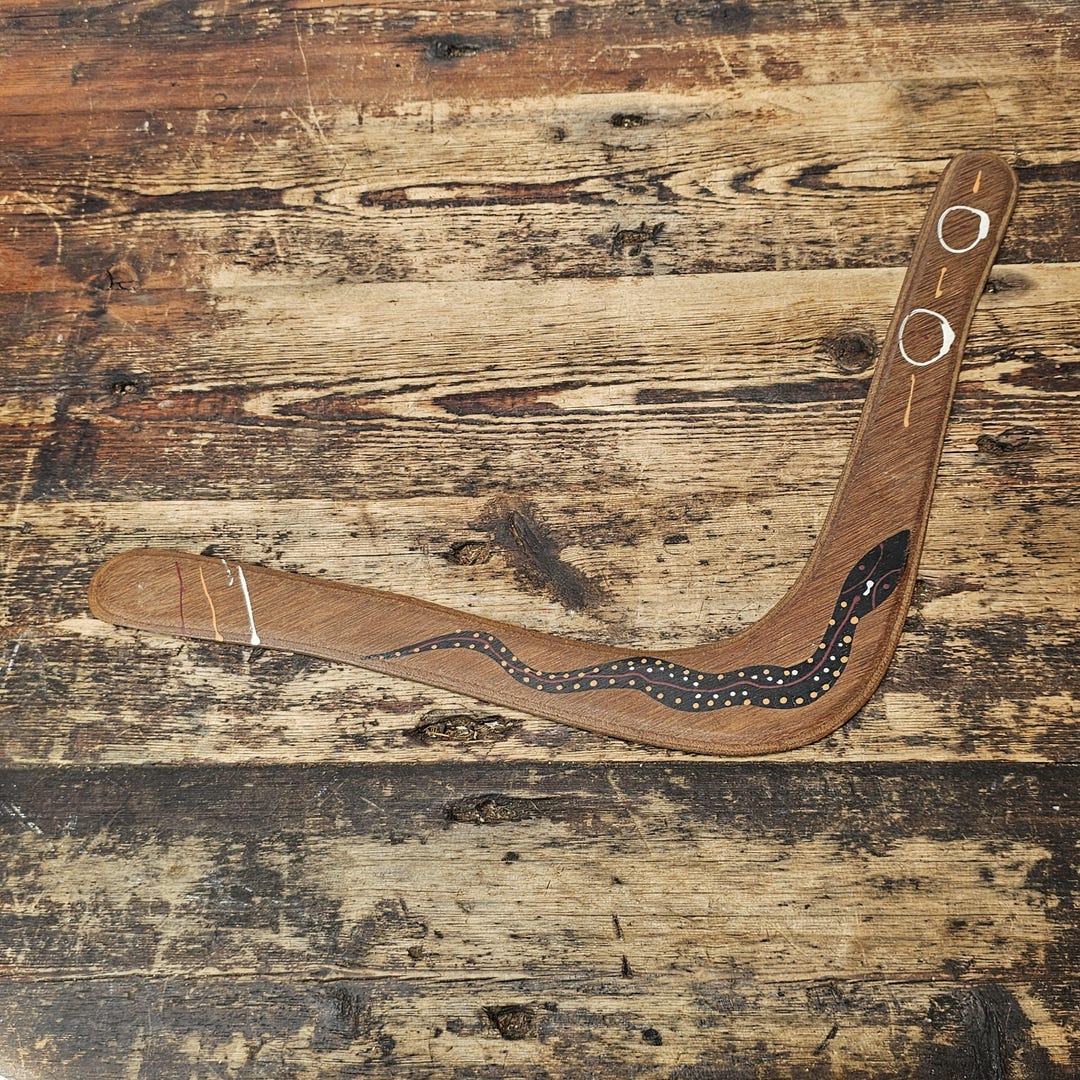Aboriginal Art Style Wooden Boomerang (snake Design) - Etsy