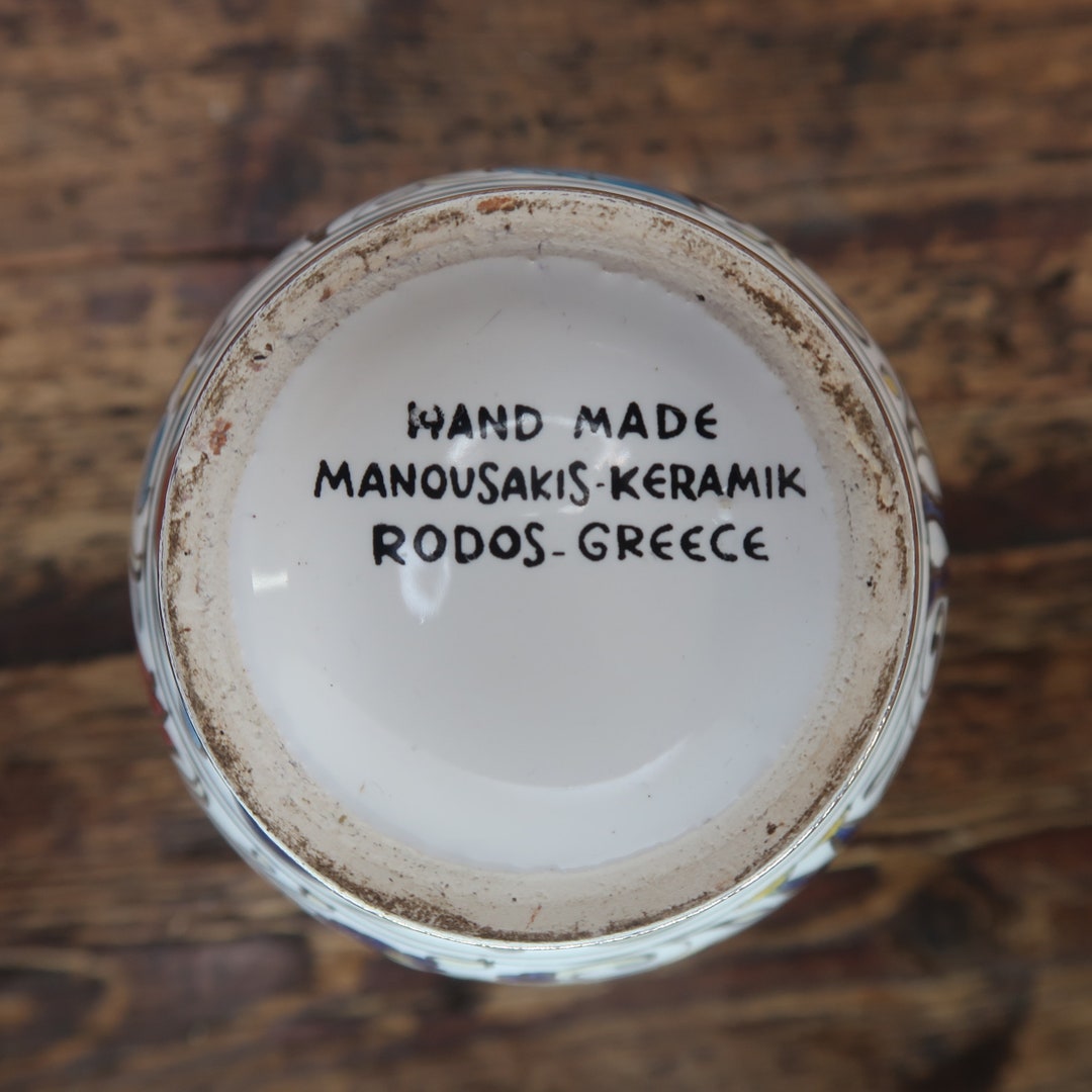 Manousakis Keramik Rodos Greece Greek Ceramic Vase Navy - Etsy