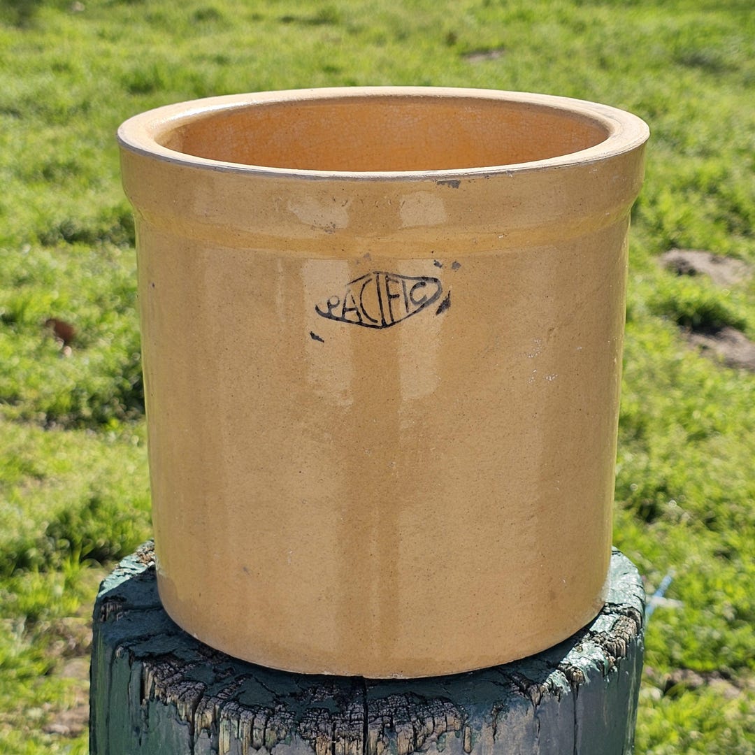 Antique Pacific Clay Products Stoneware Crock Planter 8"diam X 7.75"h ...