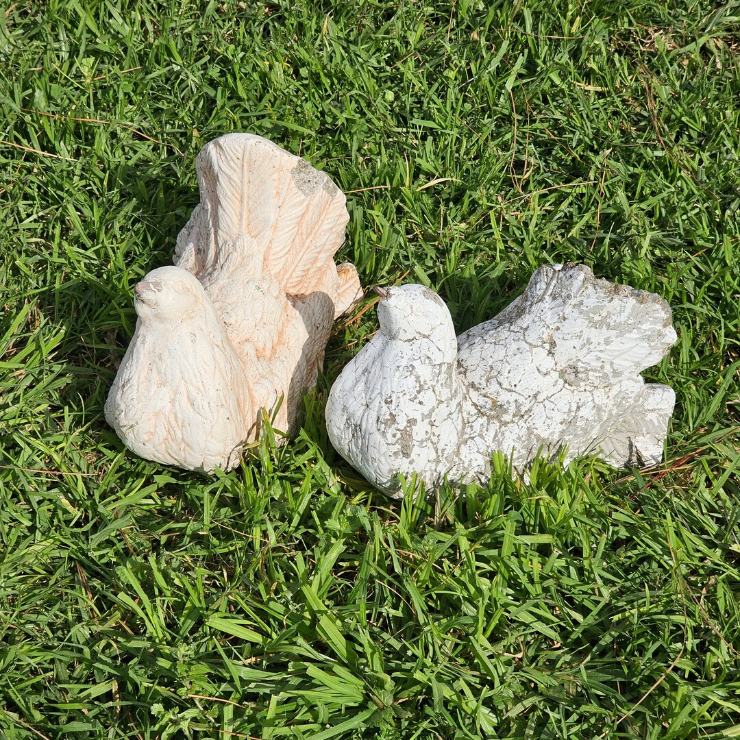 Vintage Large Concrete Goose Statue Outdoor Garden Yard Decor Singed 25 ...