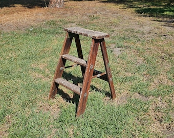 Vintage 2 Ft. Wooden Folding Step Ladder - Etsy