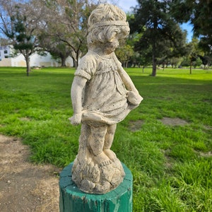 Bashful Betty Cement Garden Statue Little Girl Lawn Decor Weathered H 21.5" - Etsy