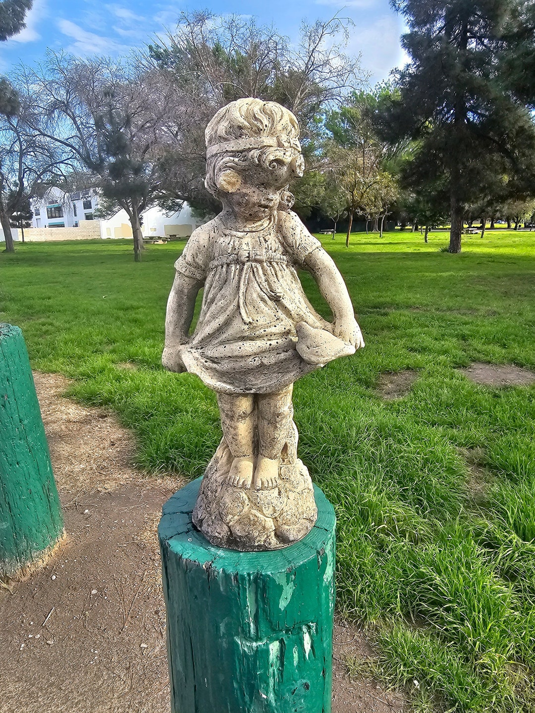 Bashful Betty Cement Garden Statue Little Girl Lawn Decor Weathered H 21.5" - Etsy