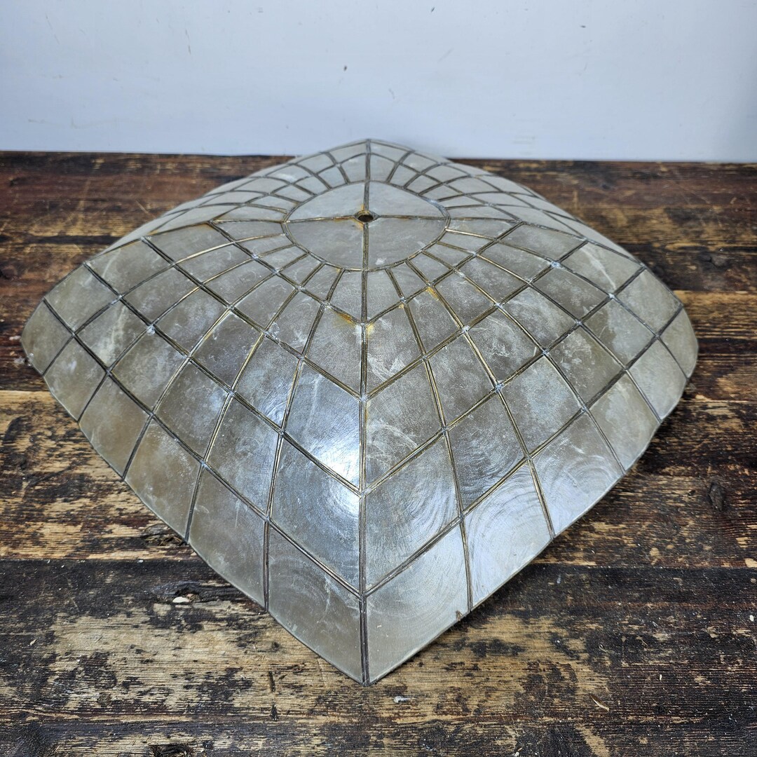 Vintage Capiz Shell Shade Mid Century Ceiling Light Fixture 15.5" X 15. ...
