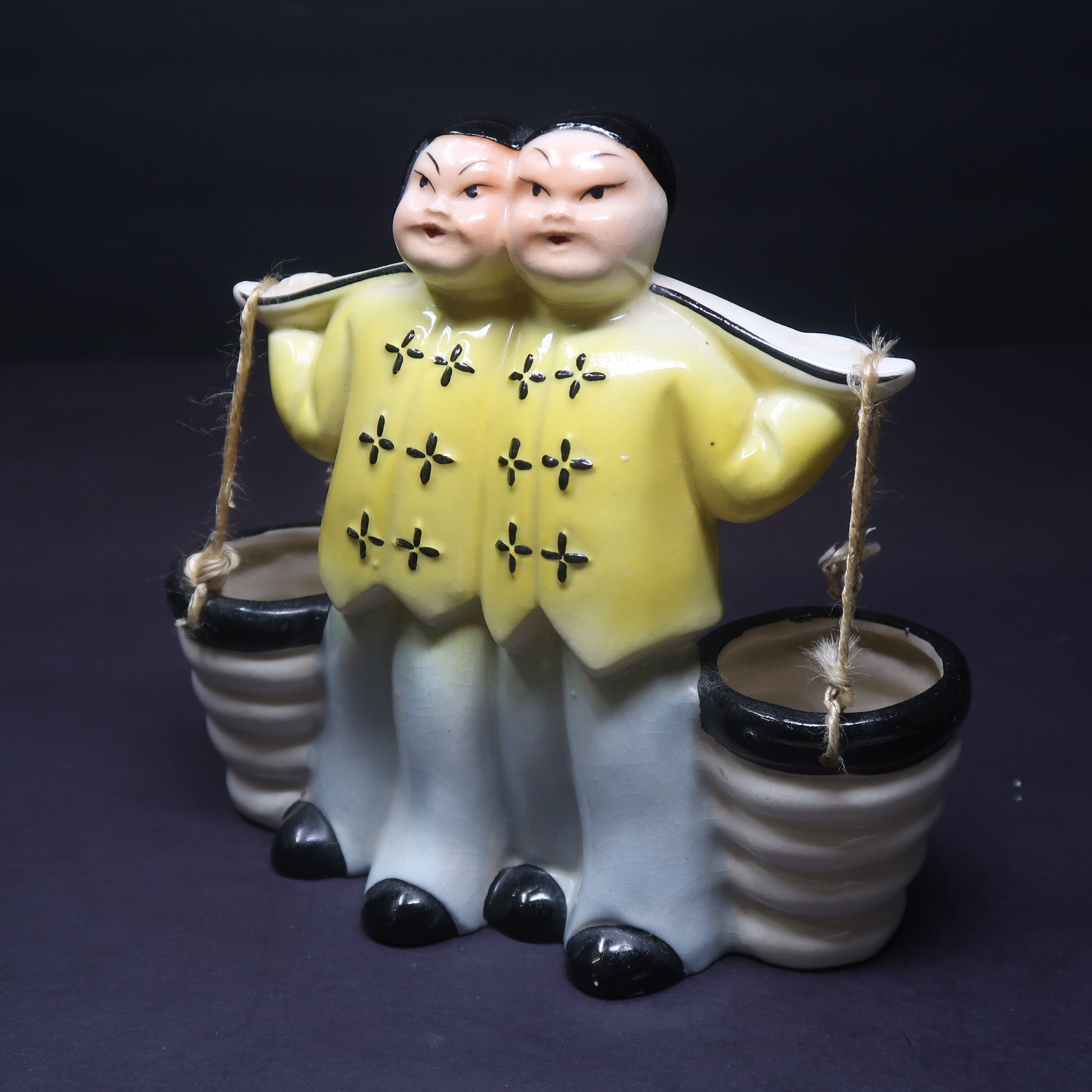 Vintage Chinese Ceramic Figurine Carrying Water Yoke With Buckets - Etsy