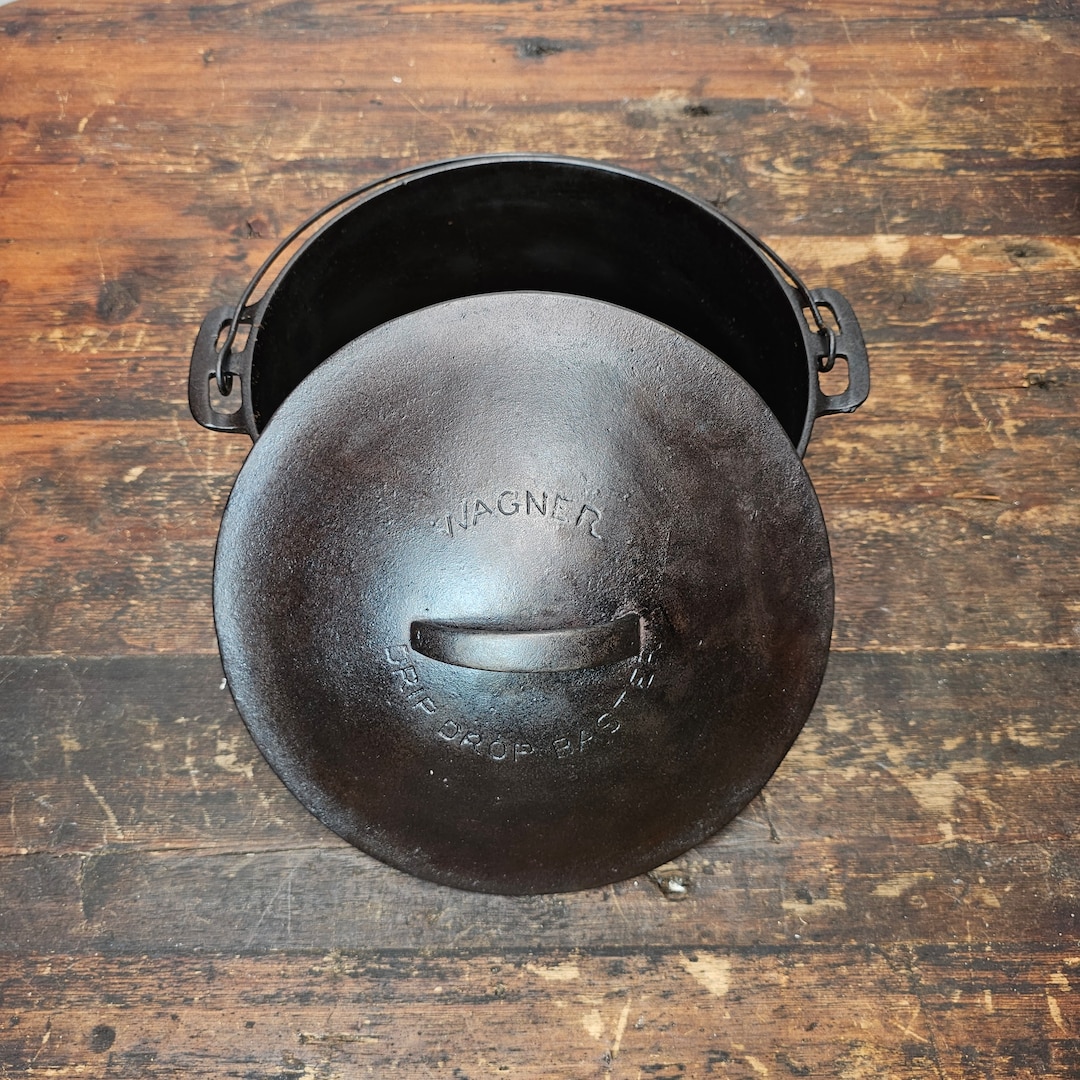1920's #8 Wagner Ware Round DOME Roaster Dutch Oven W/ Drip Drop Baster ...