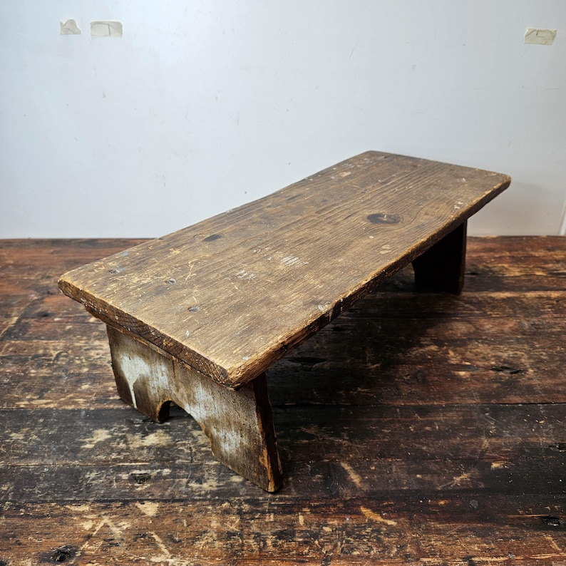 Primitive Wooden Foot Stool / Plant Stand 25.5" X 9.25" X 8" H - Etsy