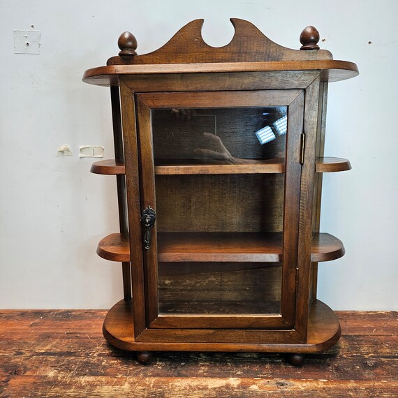 Curio Cabinet Wood Glass Display Table Top 19.5 W X 7.5 D X 24 H Etsy