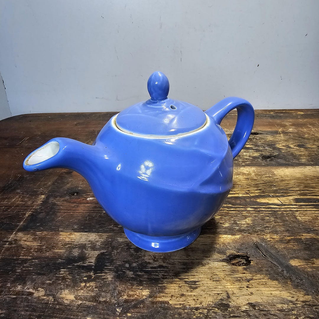 Vintage Hall China Blue Teapot - Etsy