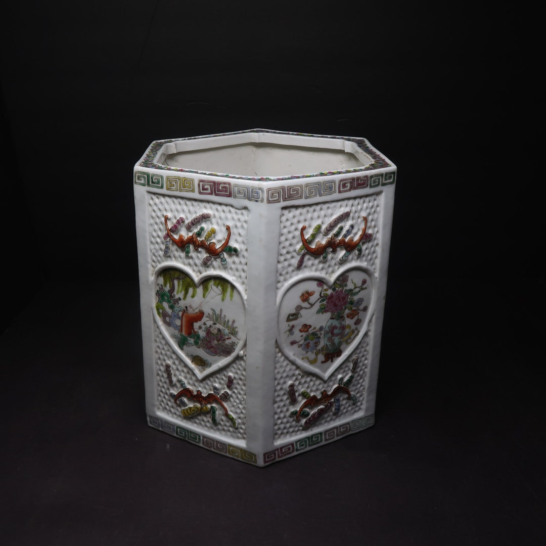 Chinese Porcelain Hexagon Flower Pot Brush Pot 8 X 9 X 9.25 H - Etsy