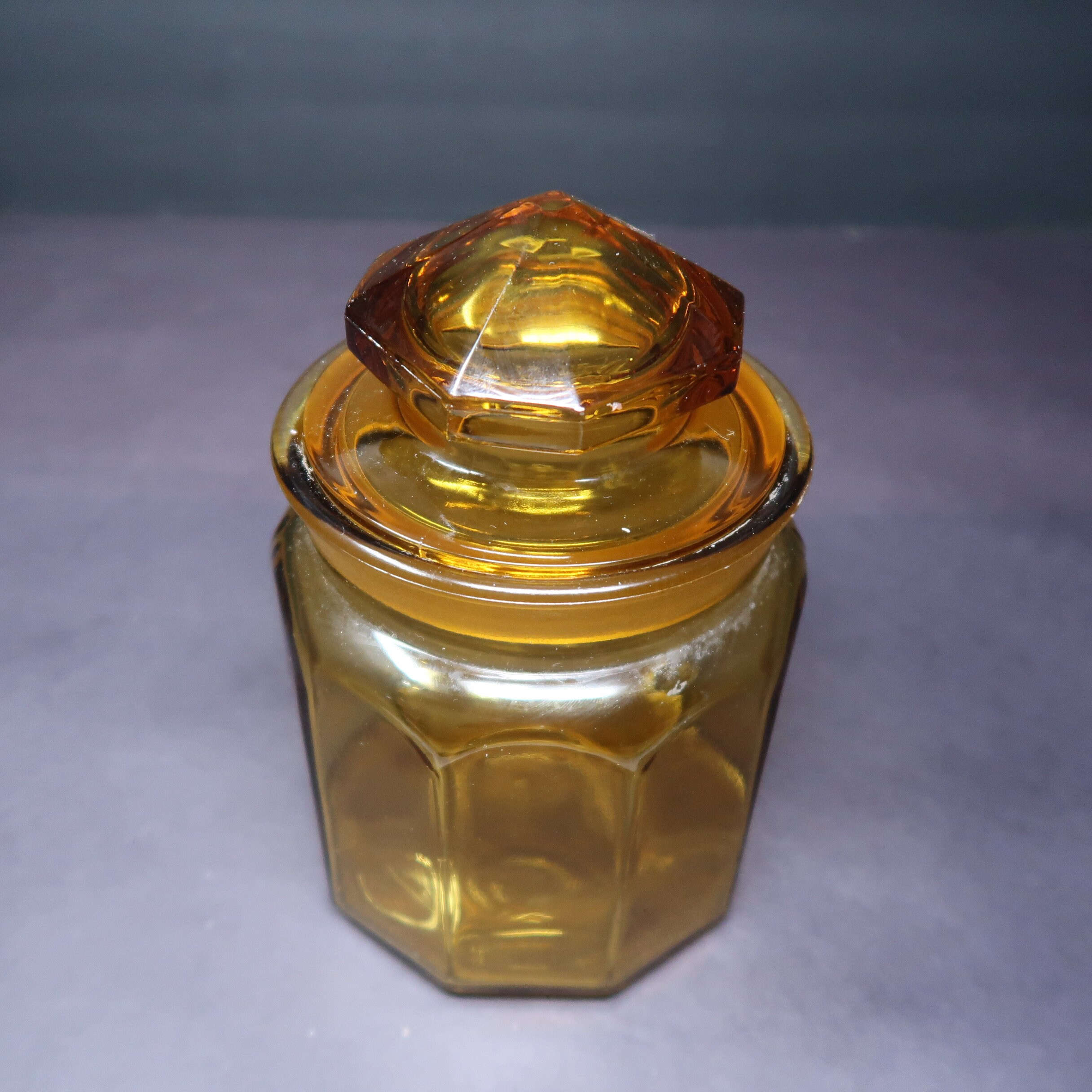 Vintage L.E. Smith Glass Co. Amber Glass Apothecary Canister Jar - Etsy
