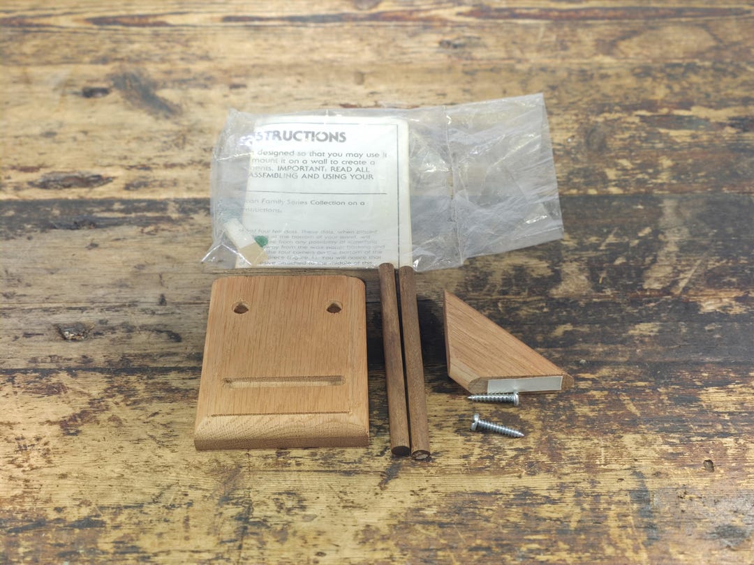 Vintage Oak Wood Plate Groove Display Stand - Wall-mountable - Complete ...