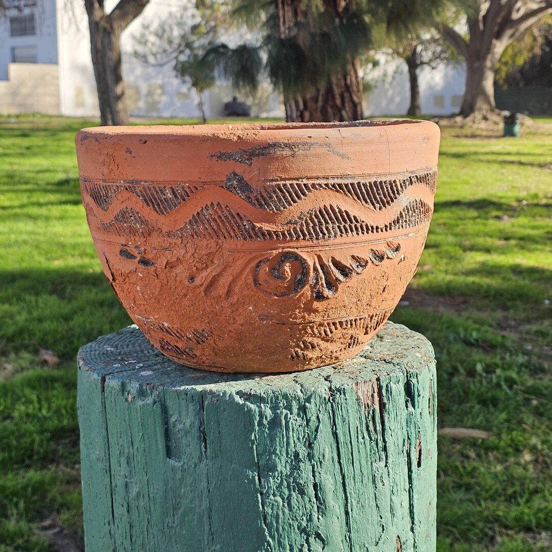 Rustic Clay Flower Planter Pot Weathered Terracotta 12" Diam X 8" H - Etsy