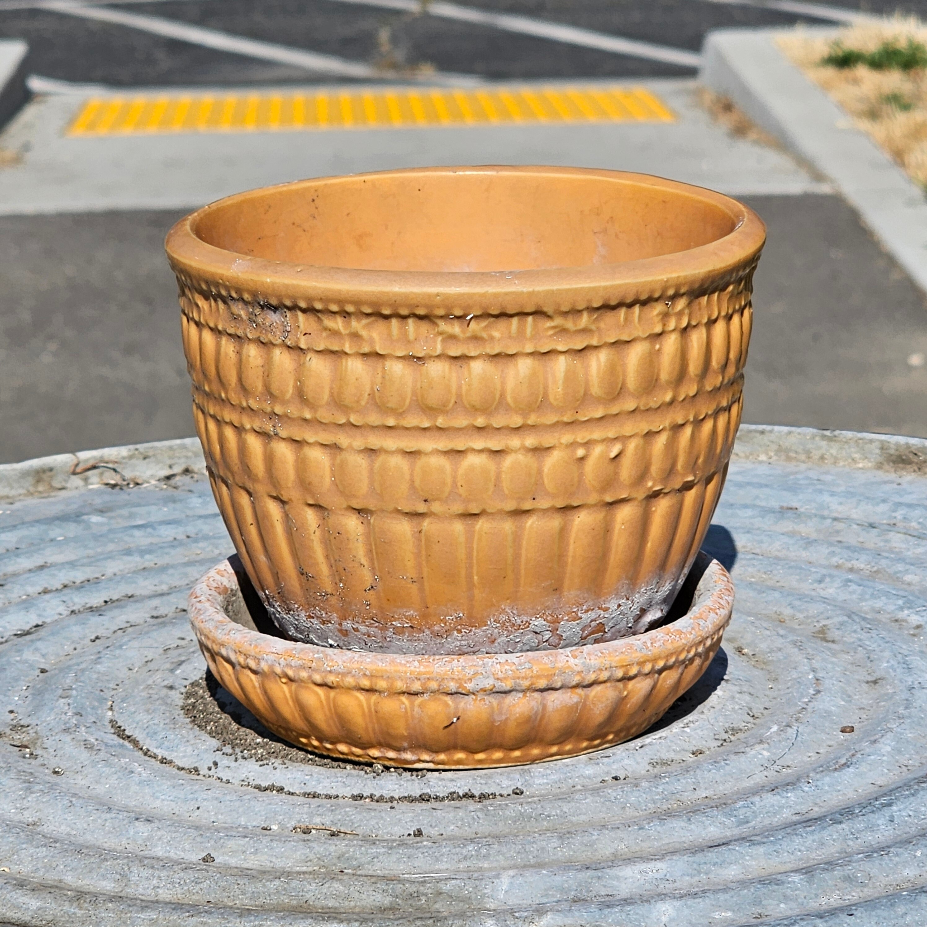 1960s MCCOY Beaded Planter Flower Pot With Attached Saucer 5.25 Dia X 4 ...
