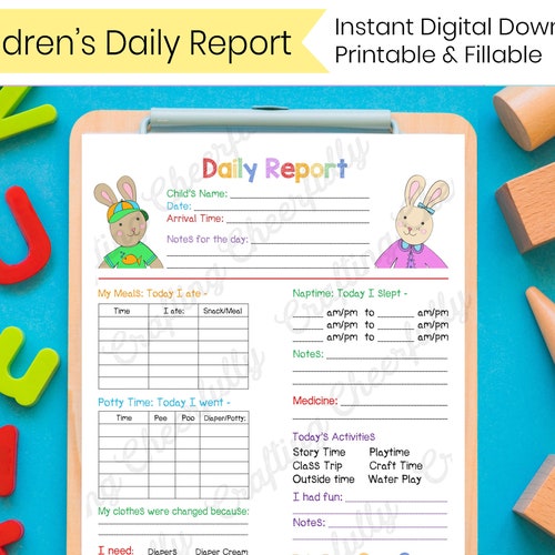 Weekly Daycare Report: Printable Log for Nanny Daycare - Etsy