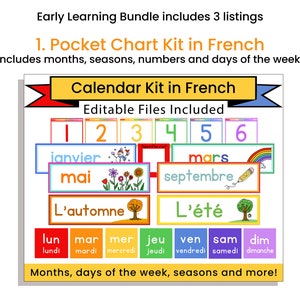 French Learning Bundle - Calendar Cards and Learning Flashcards ...
