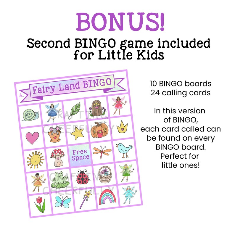 Fairyland BINGO Fairy-themed Printable Bingo Game Fairy - Etsy