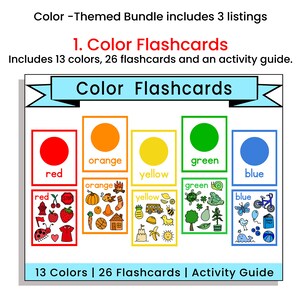 Color Card Bundle - Color Flashcards and Worksheets - Printable - Etsy