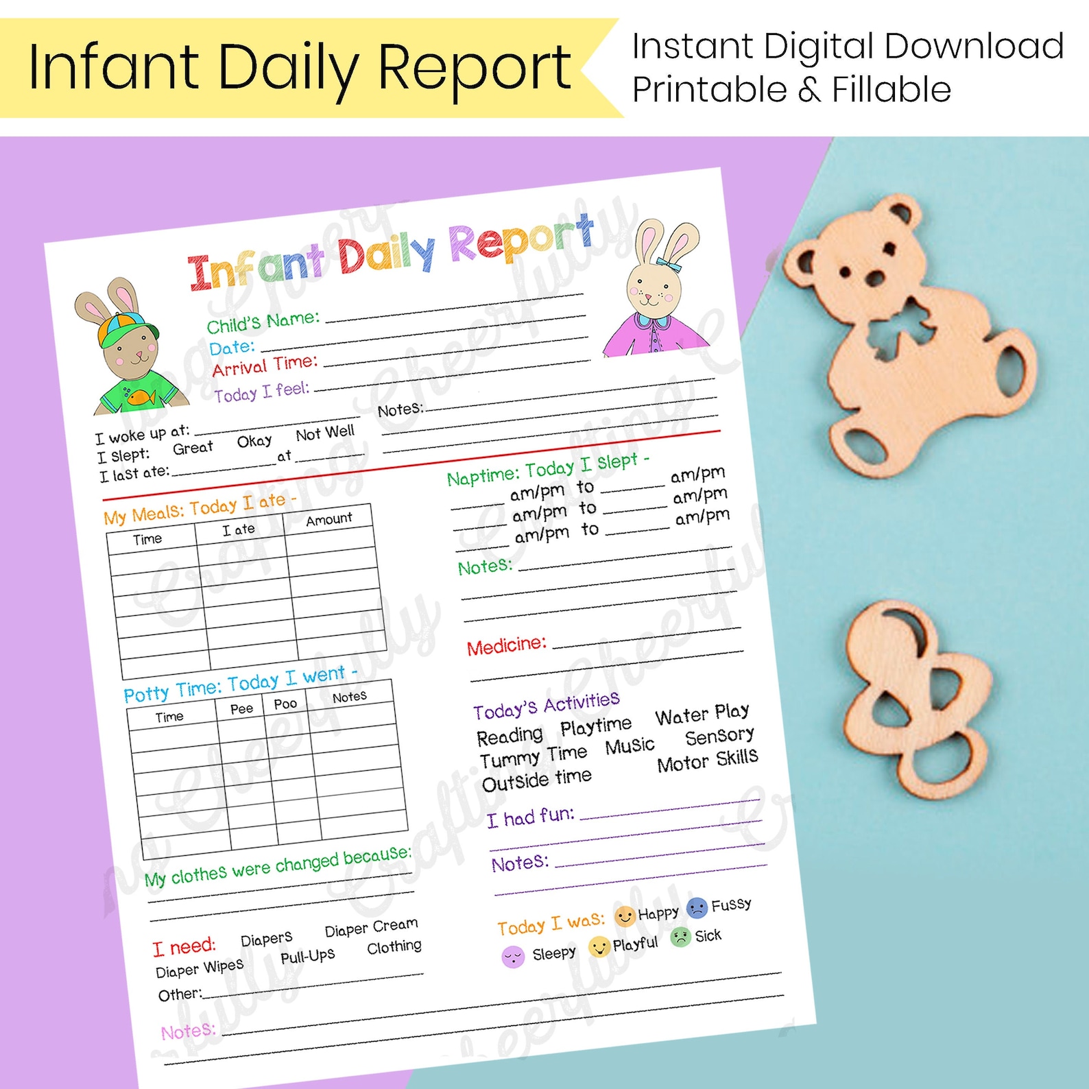 Infant Daily Report In-home Preschool Daycare Nanny Log - Etsy