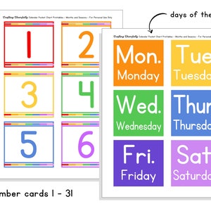 Pocket Calendar Kit for Kids - Editable, Pocket Chart Cards, Classroom ...