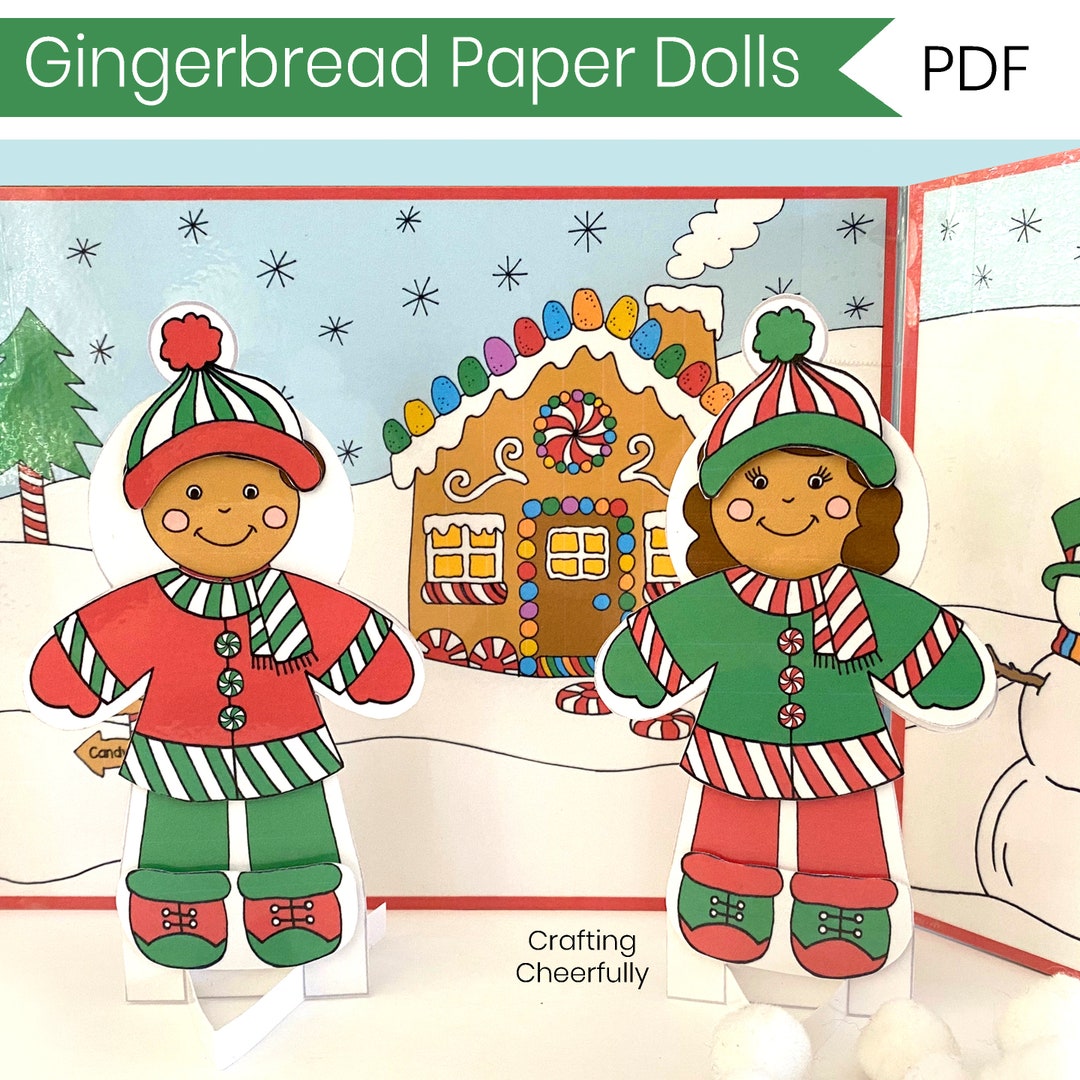 Gingerbread Paper Dolls Dress up and Scenery for Pretend Play Instant ...