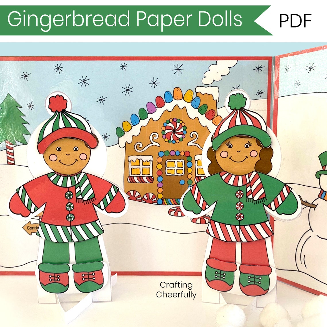 Gingerbread Paper Dolls Dress up and Scenery for Pretend - Etsy