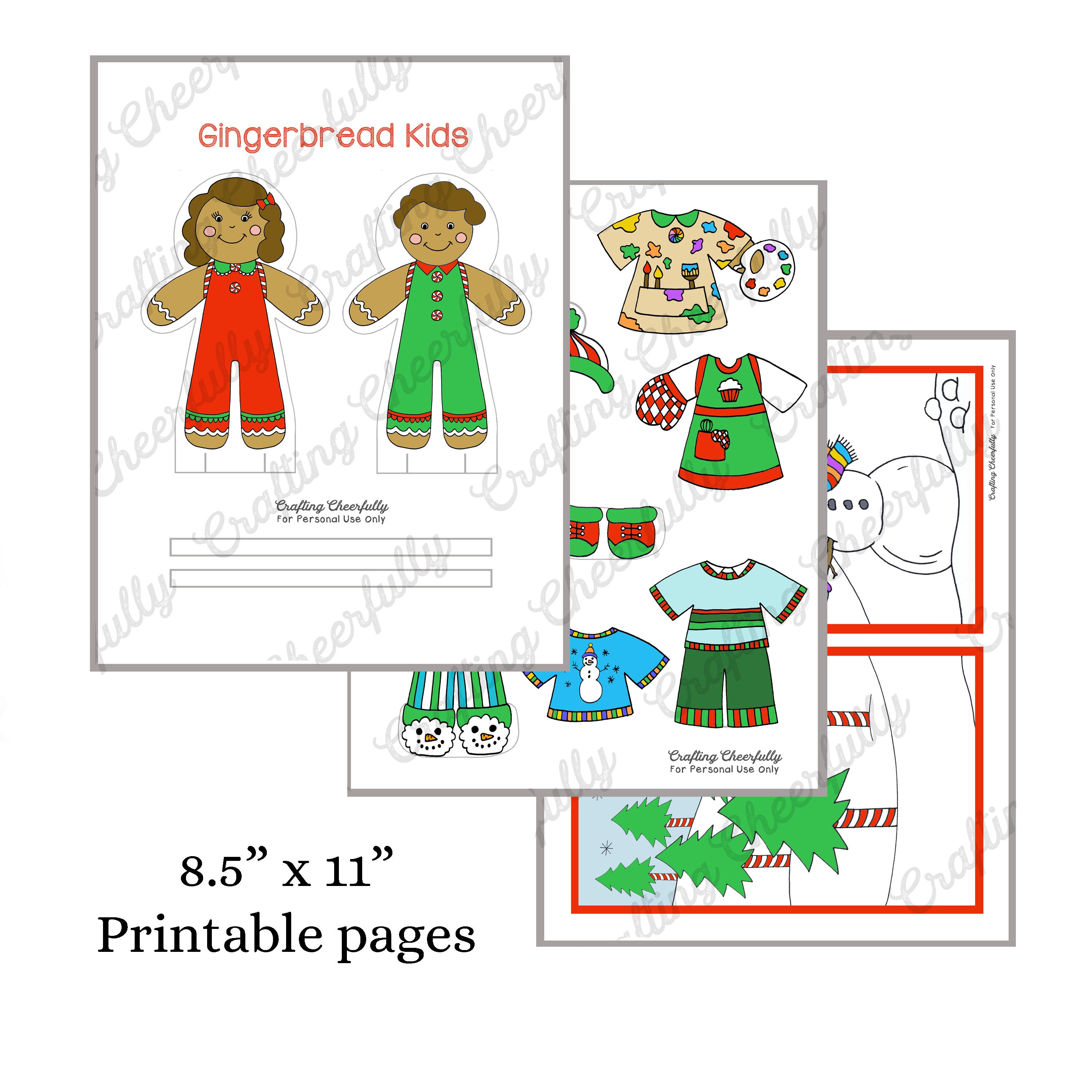 Gingerbread Paper Dolls Dress Up and Scenery for Pretend | Etsy