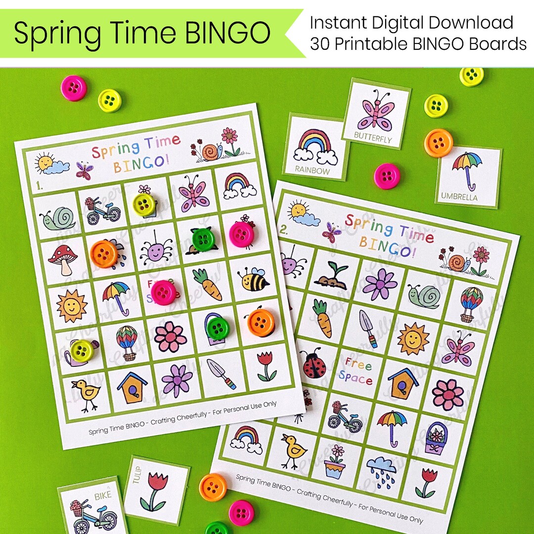 Spring Time BINGO Printable Bingo Game 30 Printable BINGO - Etsy