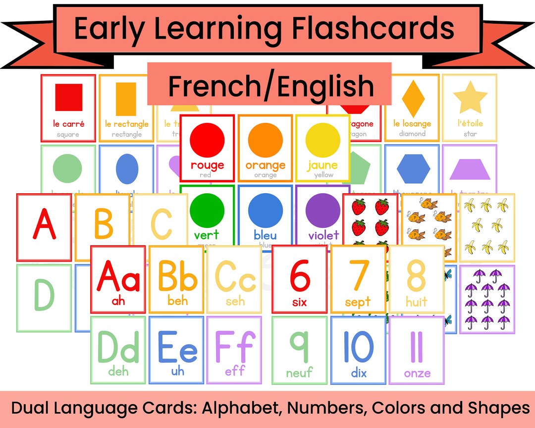 Dual Language French and English Early Learning Flash Cards Number ...