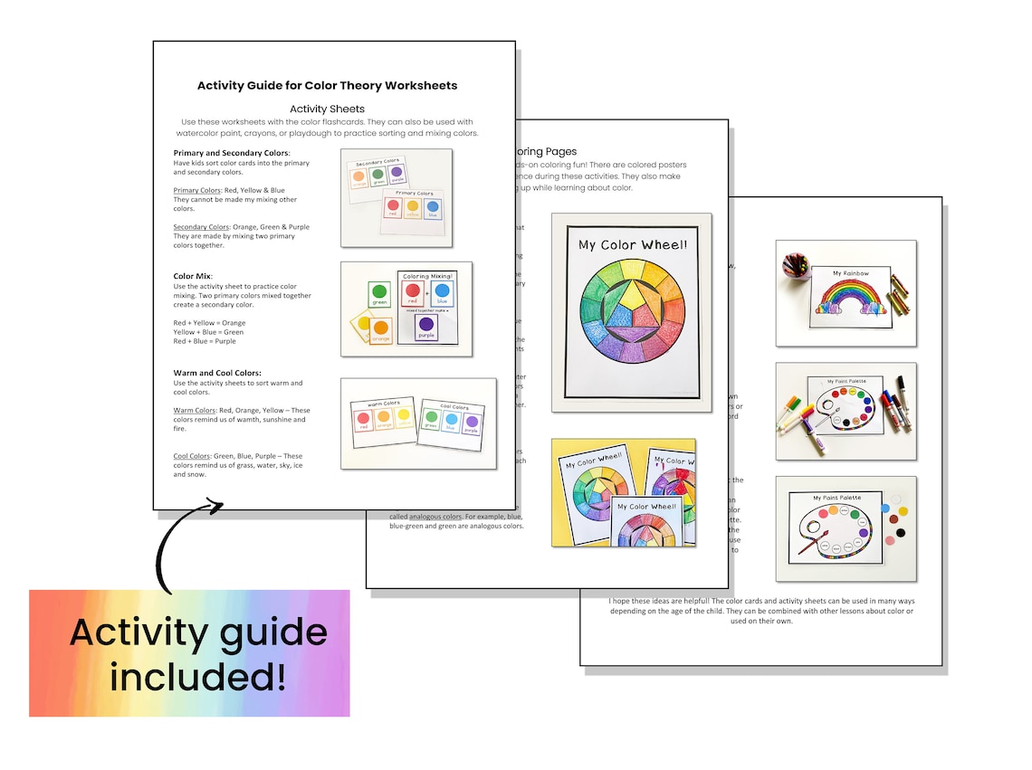 Color Theory Worksheets Coloring Pages and Activities for | Etsy