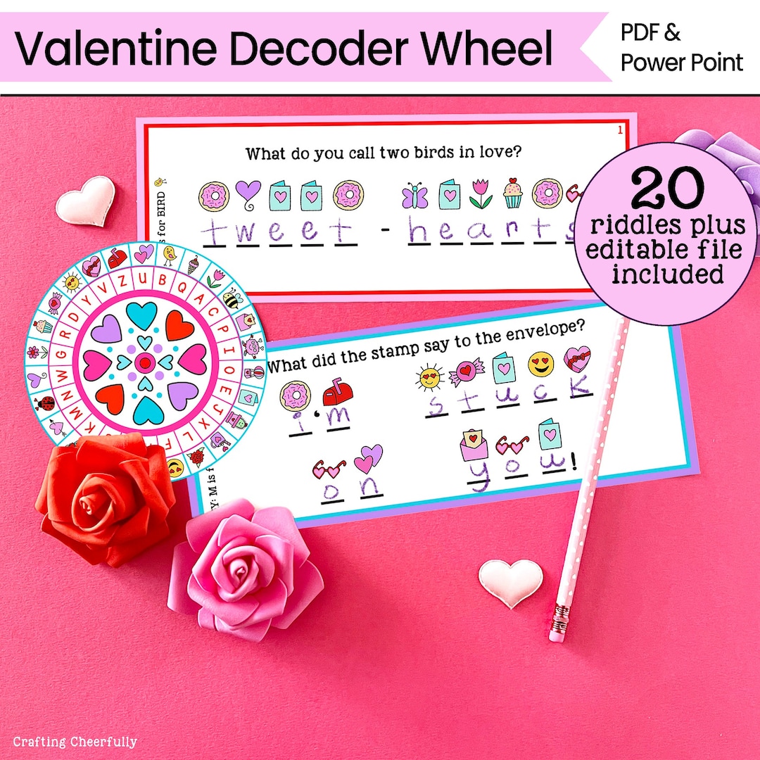Valentine's Day Decoder Wheel Cipher Wheel Printable Valentine's Day ...