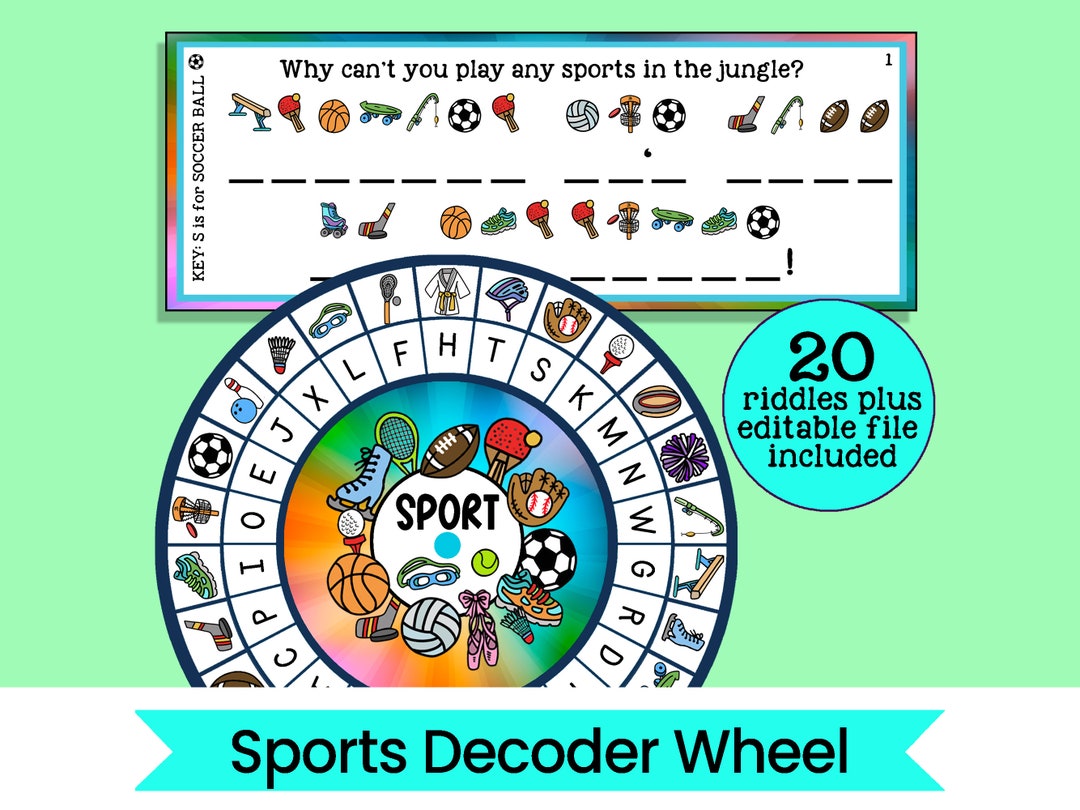 Sports Themed Decoder Wheel - Cipher Wheel - Printable Activity - Etsy