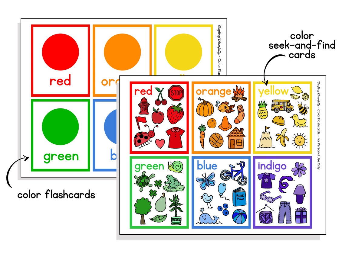 Color Flashcards 13 Colors 26 Cards - Etsy