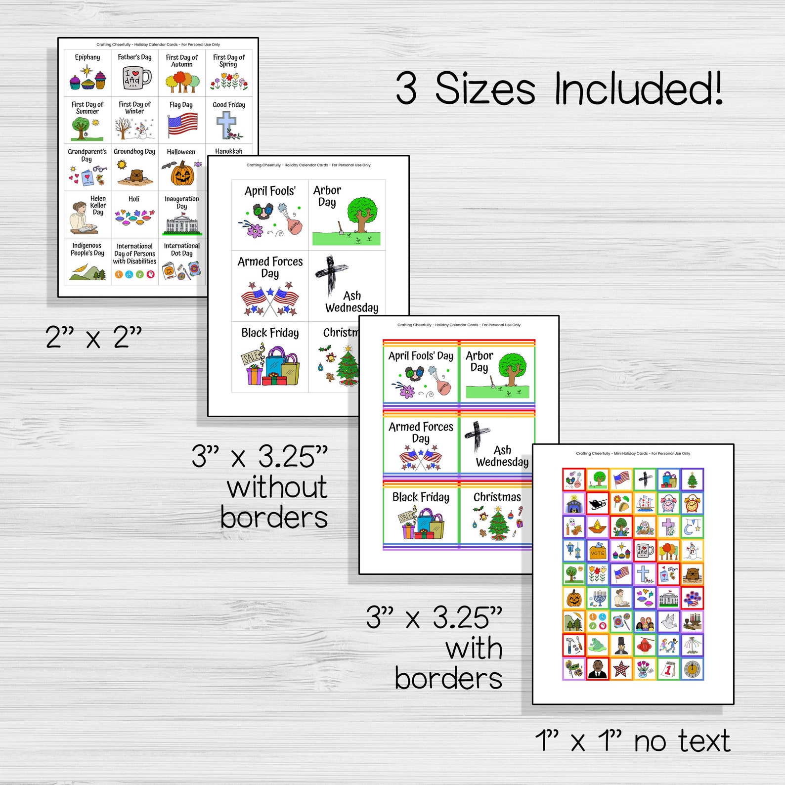 Holiday Calendar Cards American Holidays and Observances Editable ...