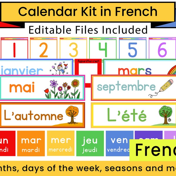 French Calendar - Etsy