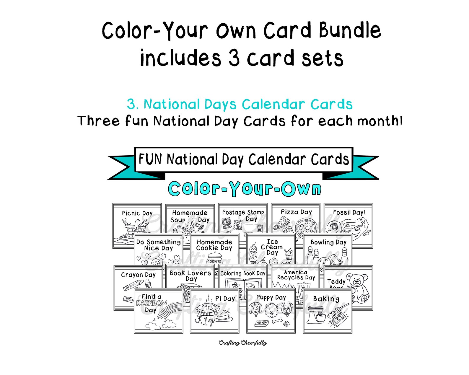 Color-your-own Calendar Card Bundle Instant Digital Download | Etsy