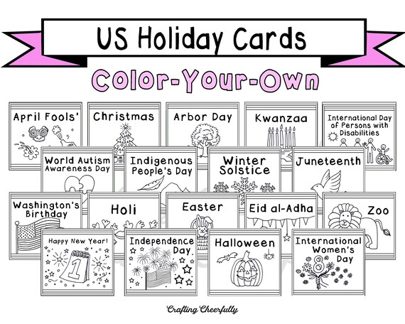 Holiday Calendar Cards USA Holidays Observances & More | Etsy