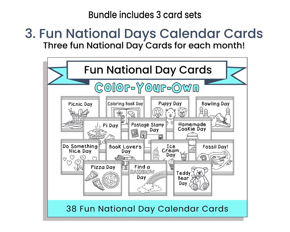 Color-your-own Calendar Card Bundle Instant Digital Download - Etsy