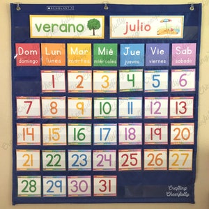 Spanish Calendar Kit for Kids, Editable, Pocket Chart Calendar ...