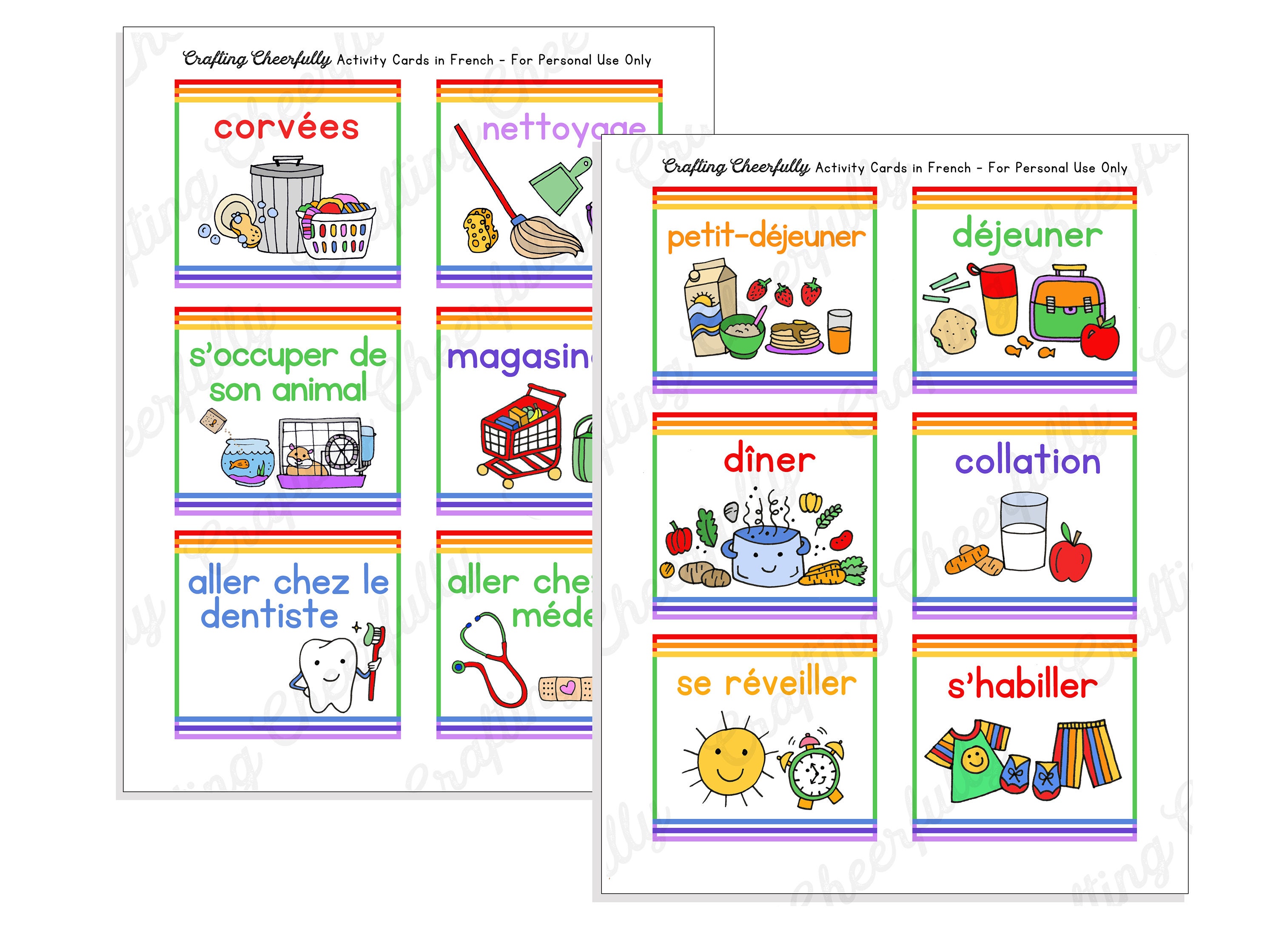 French Daily Activity Routine Cards French Visual Schedule - Etsy