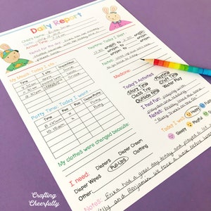 Infant Daily Report - In-home Preschool, Daycare, Nanny Log - Printable ...