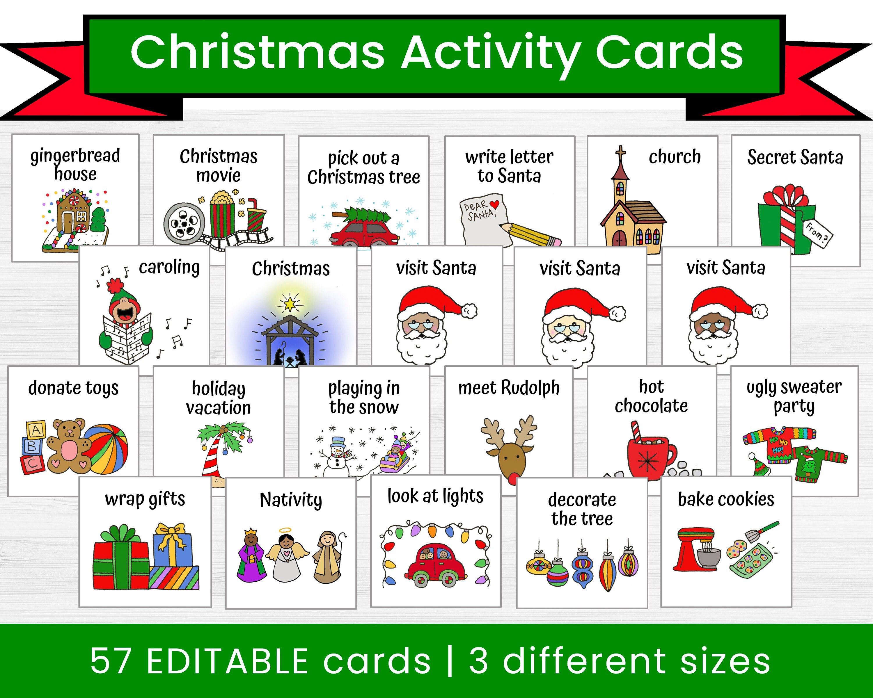 Christmas Activity Calendar Cards Christmas Visual Schedule Cards ...