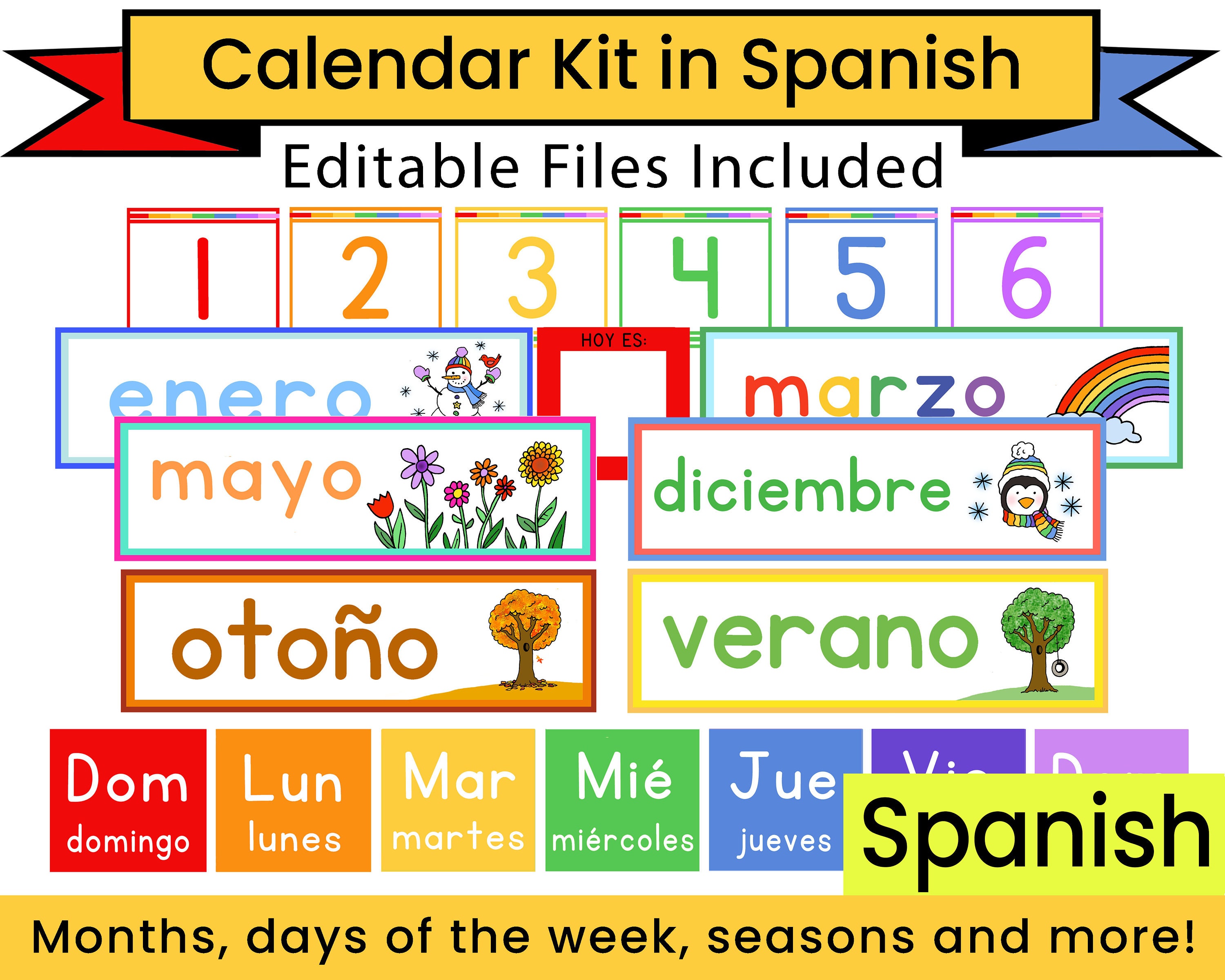 Spanish Calendar 2022 Enero Clipart