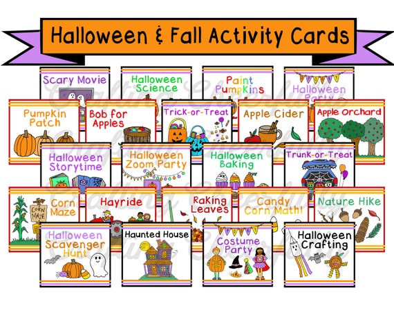 Halloween and Fall Activity Cards Autumn Children's | Etsy