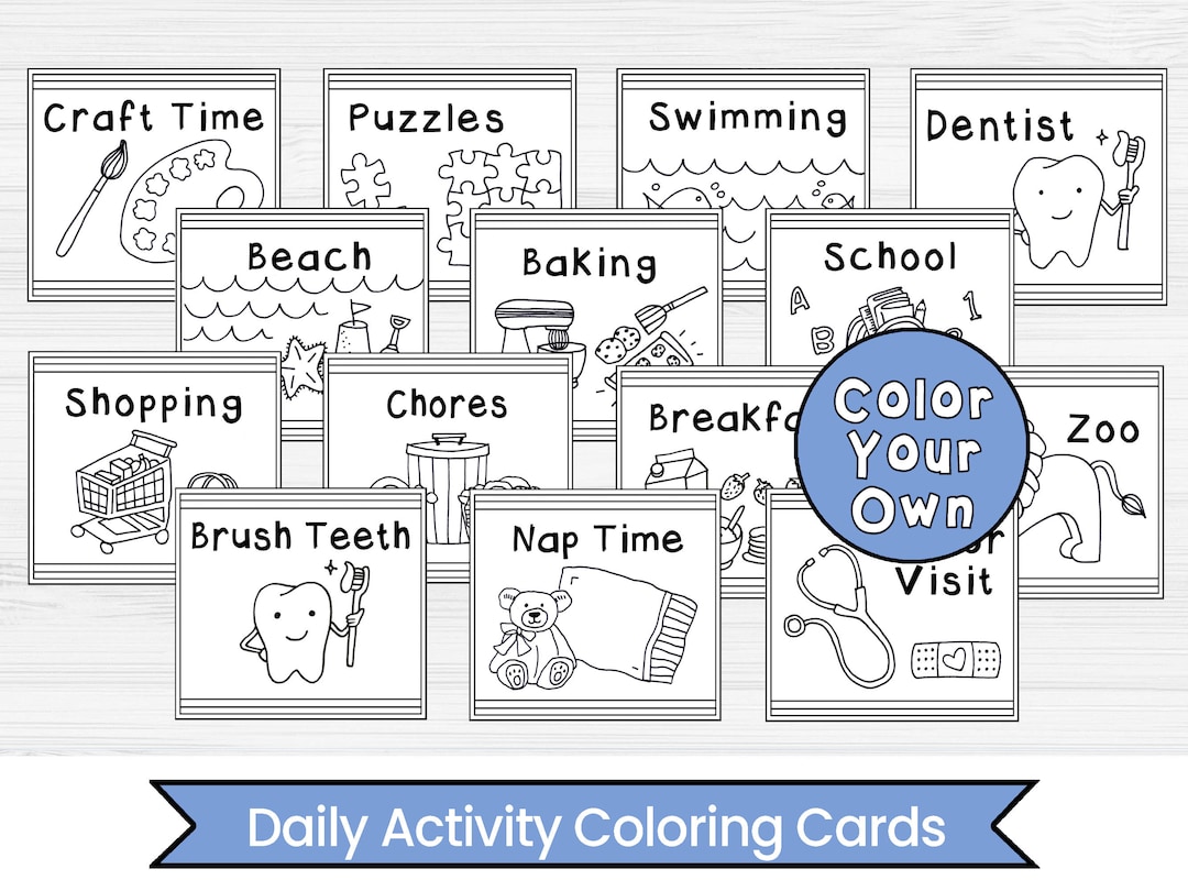 Daily Activity Schedule Cards - Coloring Pages - Calendar Cards ...