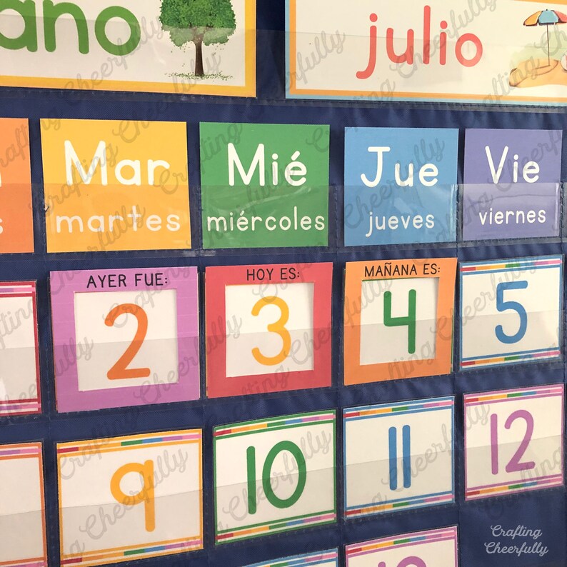 Spanish Calendar Kit for Kids Editable Pocket Chart Calendar - Etsy